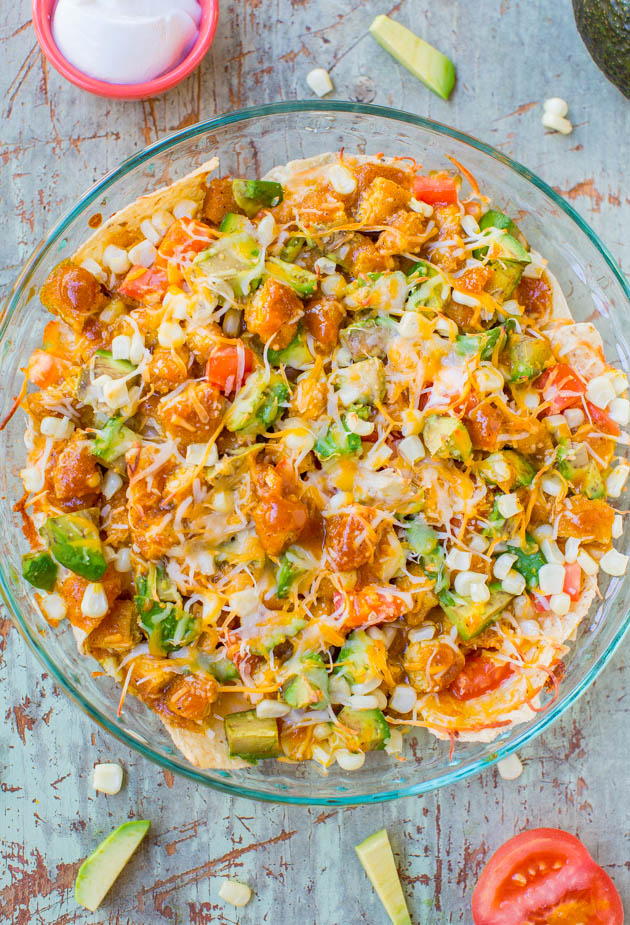 Loaded BBQ Chicken Nugget Nachos | RecipeLion.com