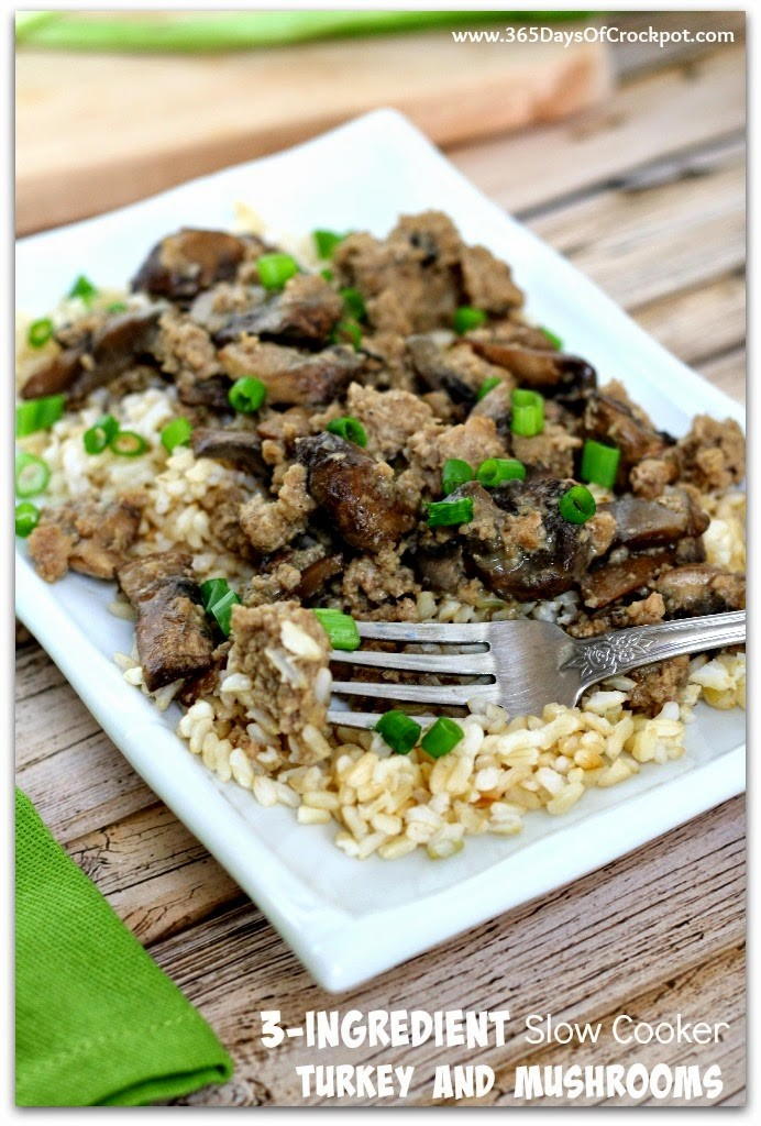 3-Ingredient Slow Cooker Ground Turkey and Mushrooms ...