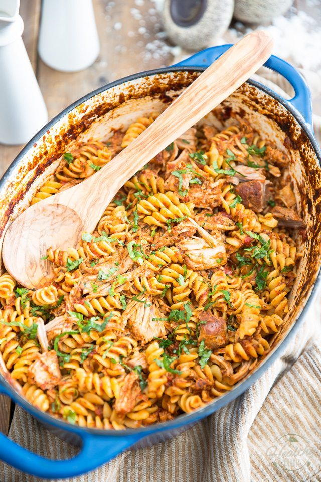 Braised Pork and Tomato Rotini Casserole | AllFreeCasseroleRecipes.com