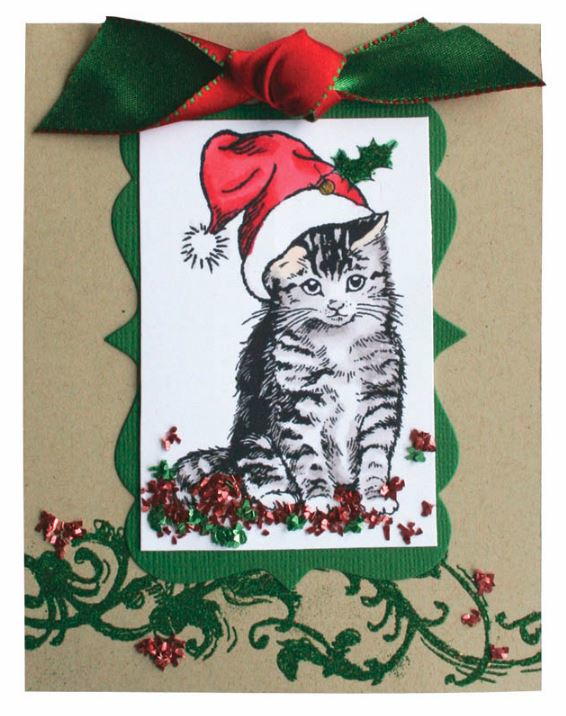Christmas Kitty Card | AllFreeChristmasCrafts.com