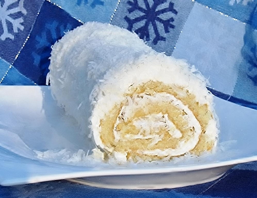 Coconut Roulade Roll Cake | FaveSouthernRecipes.com