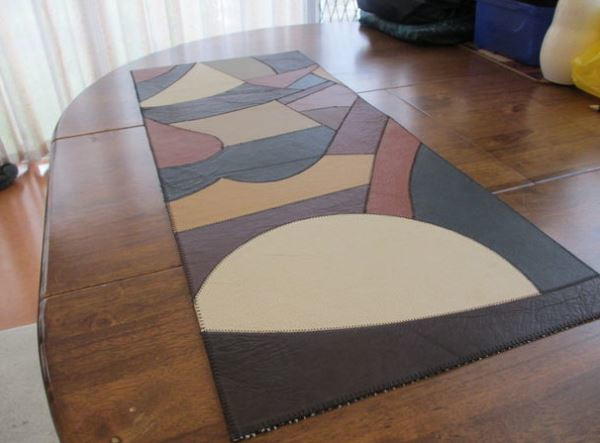 Leather Patchwork DIY Table Runner | DIYIdeaCenter.com