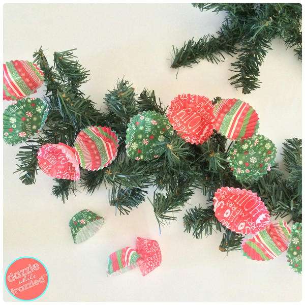Christmas Tree Garland From Mini Cupcake Liners | DIYIdeaCenter.com