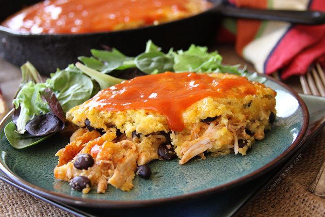 Chicken Enchilada Cornbread Bake | AllFreeCasseroleRecipes.com