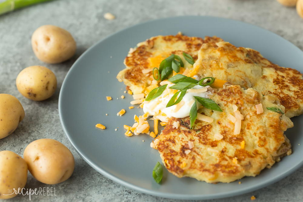 Cheesy Mashed Potato Pancakes | RecipeLion.com