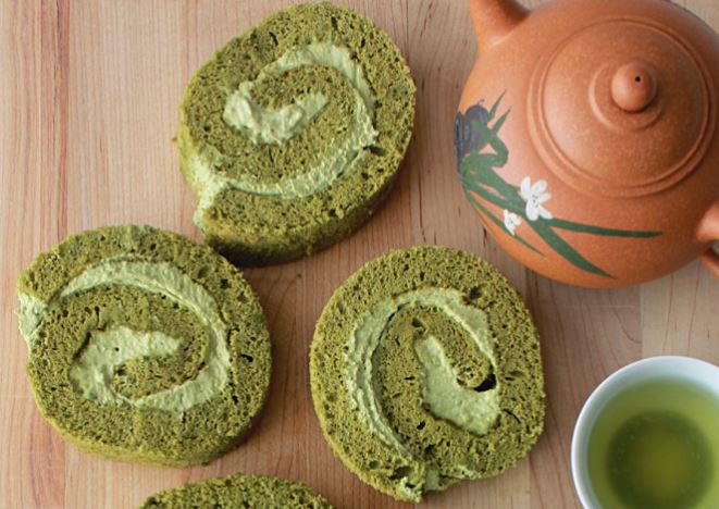 Green Tea Cake Roll | TheBestDessertRecipes.com