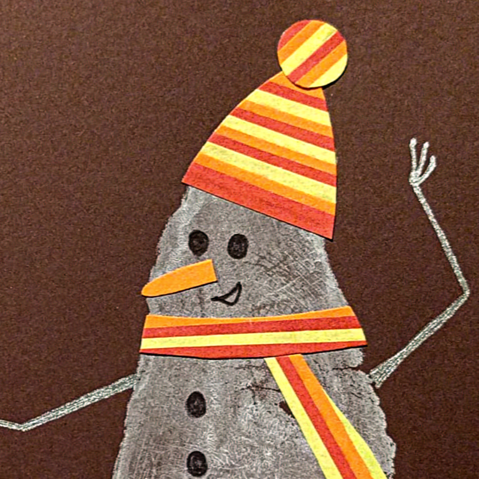 Snowman Footprint Christmas Cards | AllFreePaperCrafts.com