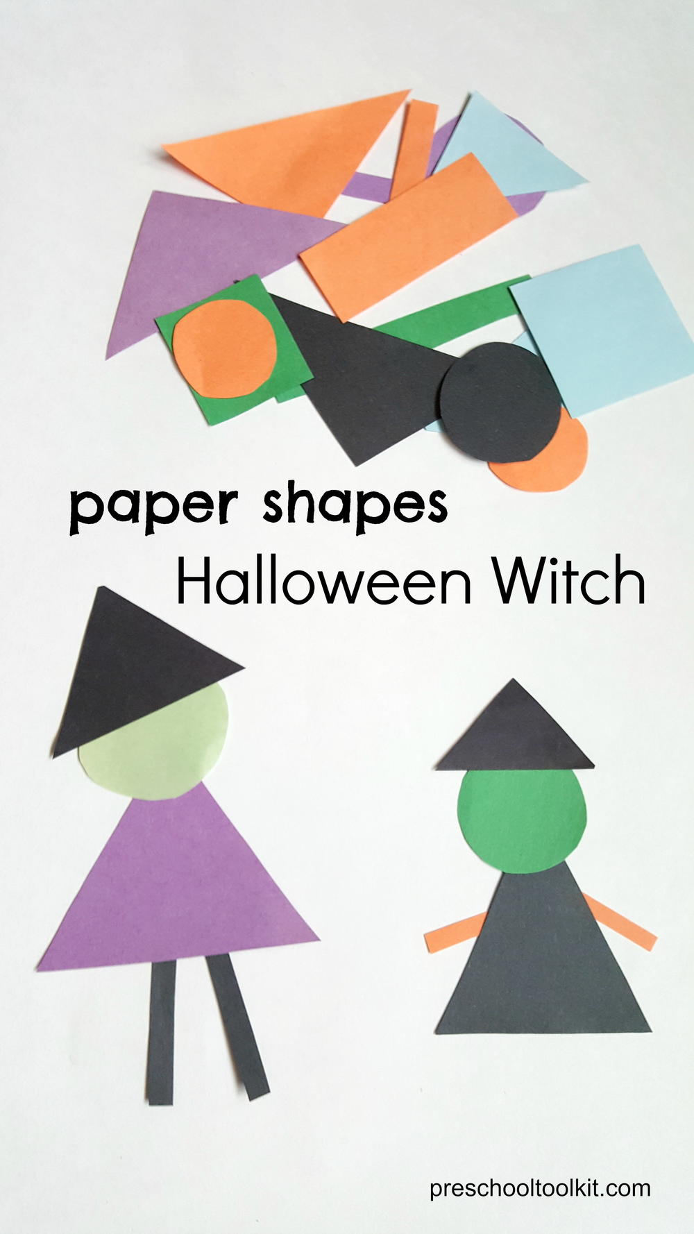 Halloween Witch Made With Paper Shapes | AllFreeKidsCrafts.com