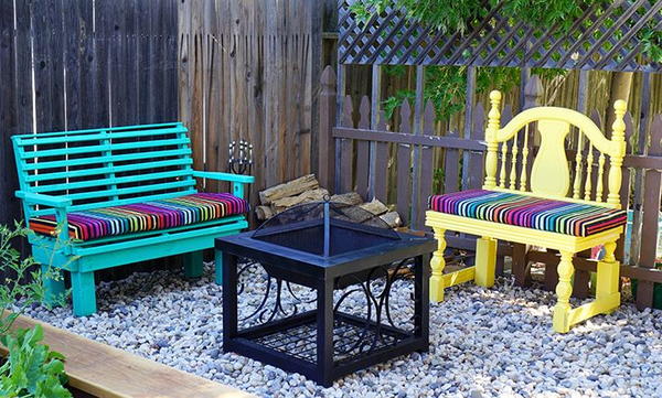 Colorful Upcycled DIY Easy Bench | DIYIdeaCenter.com