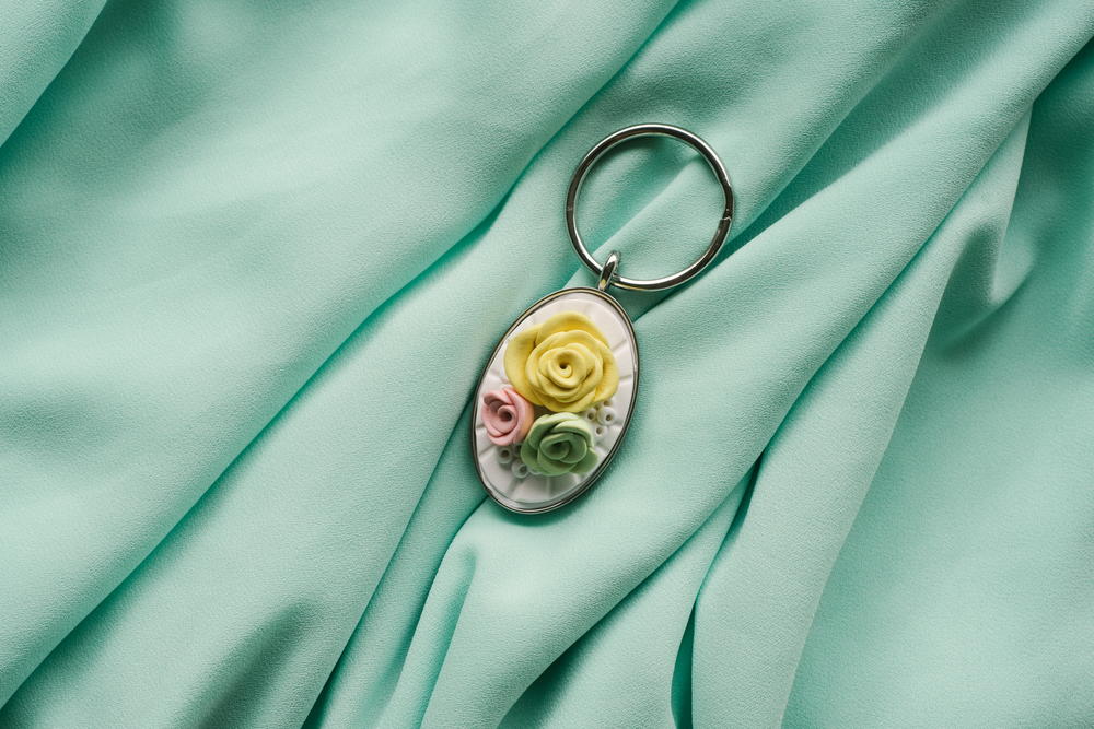 Blooming Vintage Rose Clay Keychain | FaveCrafts.com