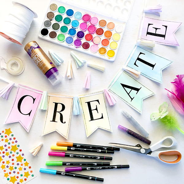 Easy Watercolor Art DIY Banner Decor | DIYIdeaCenter.com
