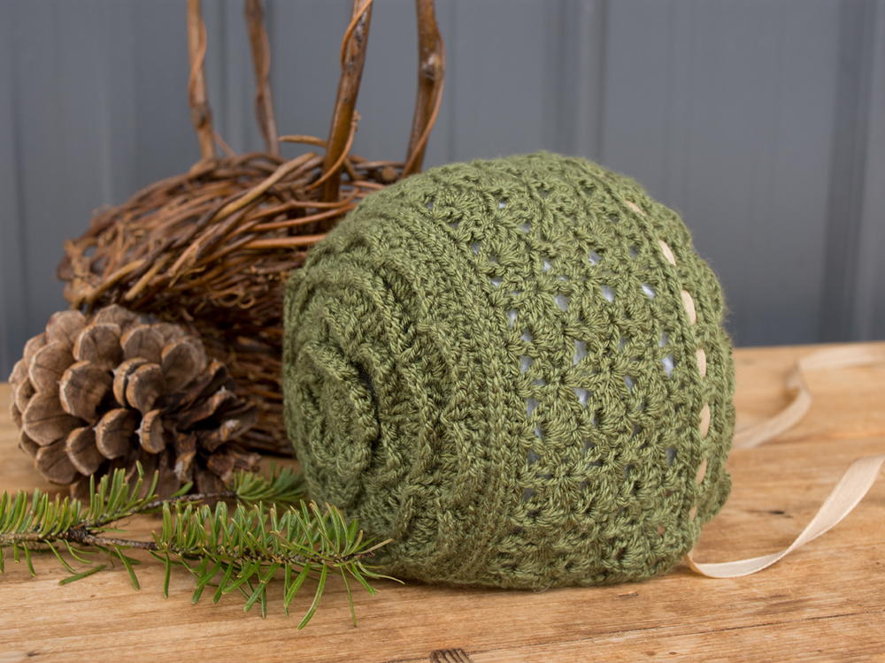 Rosemary Green Baby Bonnet | AllFreeCrochet.com