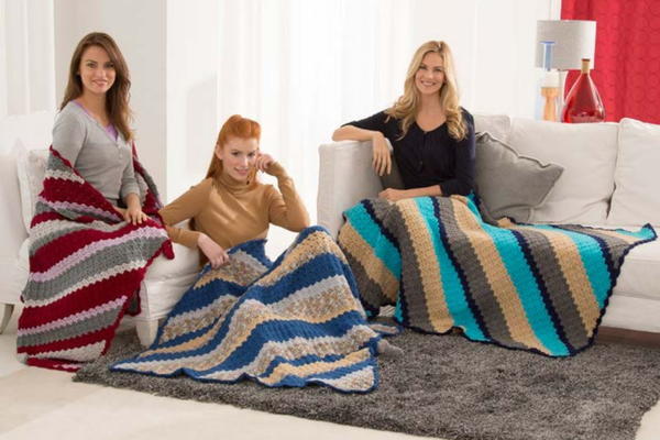 Candy Stripe Corner-to-Corner Throw | AllFreeCrochetAfghanPatterns.com