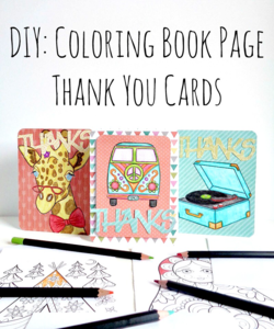 DIY Coloring Book Page Thank You Cards | FaveCrafts.com