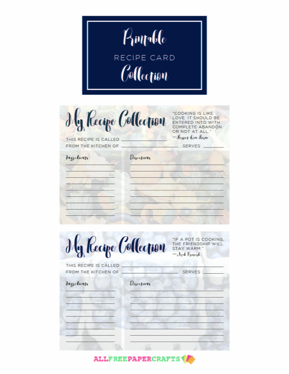 Printable Recipe Cards for Summer | FaveCrafts.com