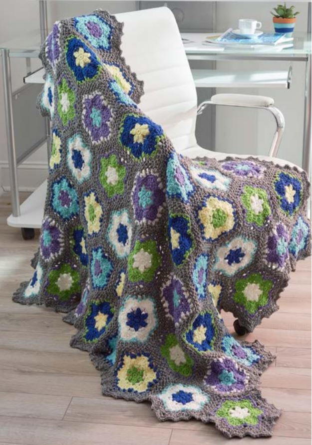 Blooming Flowers Crochet Throw | AllFreeCrochetAfghanPatterns.com