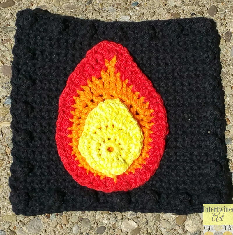 Fire Applique Blanket Square | AllFreeCrochet.com