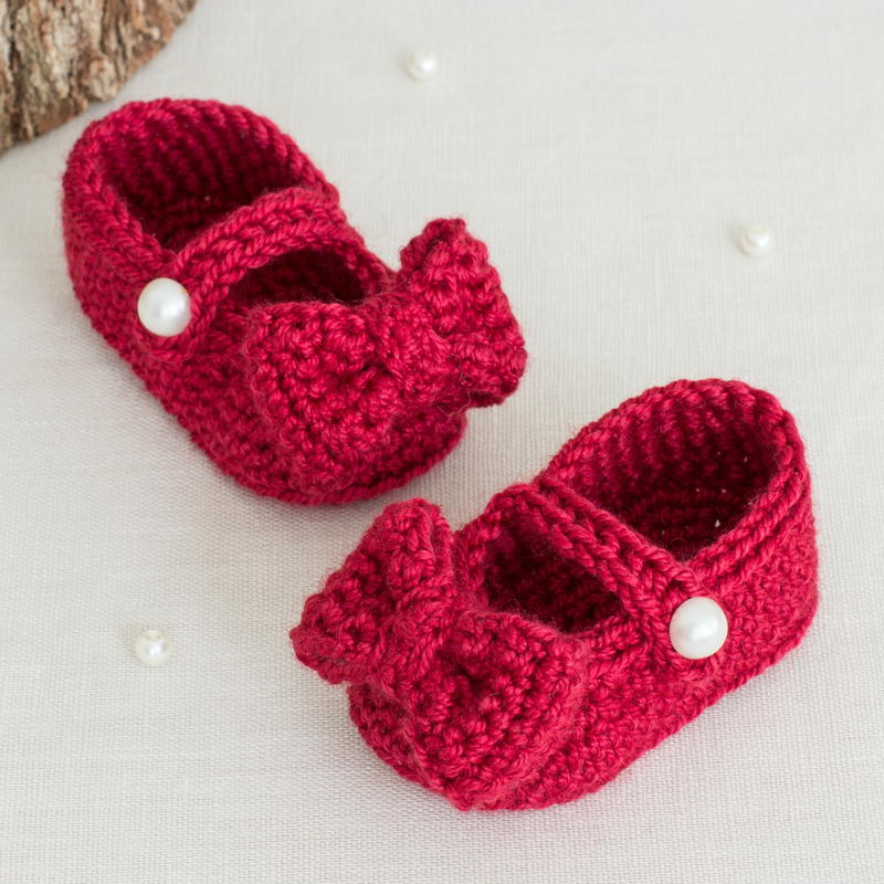 Ruby Red Mary Jane Booties | AllFreeCrochet.com