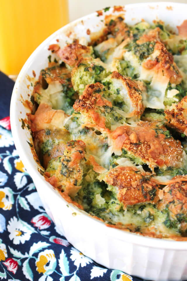 Overnight Cheesy Spinach Strata | AllFreeCasseroleRecipes.com