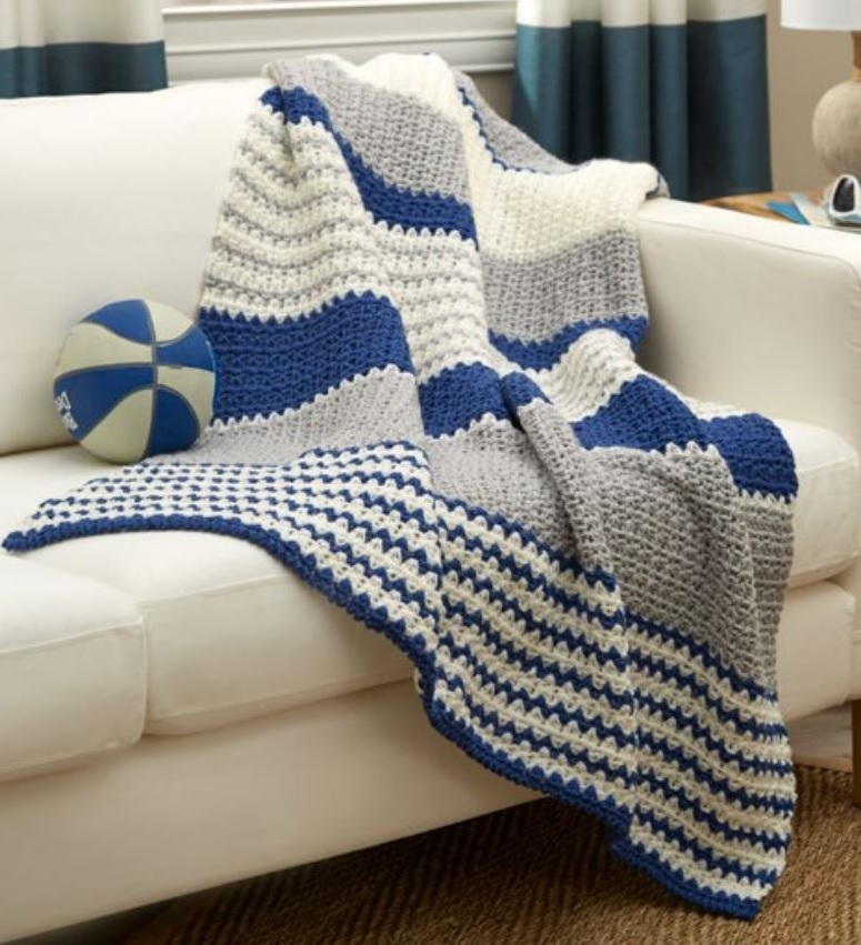 Athleisure Striped Throw | AllFreeCrochetAfghanPatterns.com
