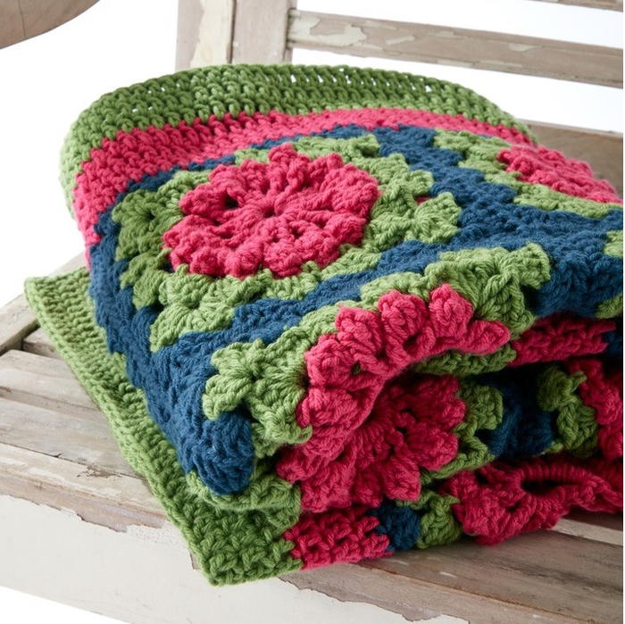 Popping Petals Crochet Blanket | AllFreeCrochetAfghanPatterns.com
