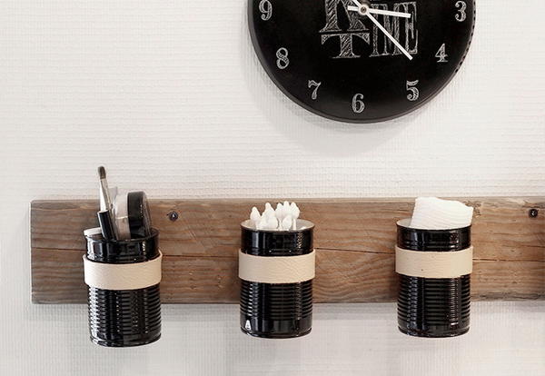 Upcycled Tin Can DIY Wall Organizer | DIYIdeaCenter.com