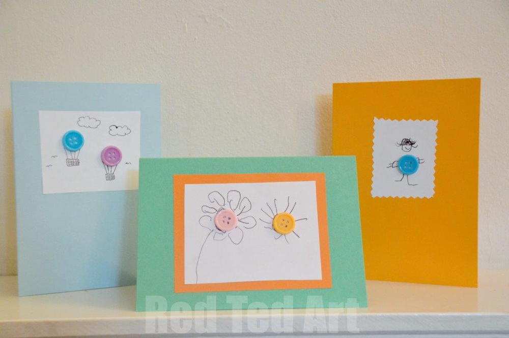 Button Art Homemade Birthday Cards | AllFreeHolidayCrafts.com