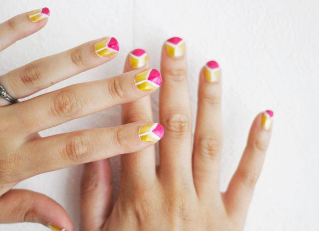 Bright Triangle Nail Art Tutorial | DIYIdeaCenter.com