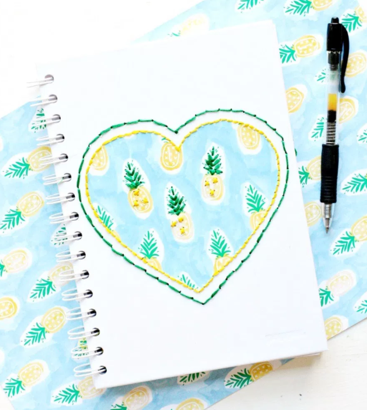 Simple Stitched Notebook Cover Design | AllFreeHolidayCrafts.com