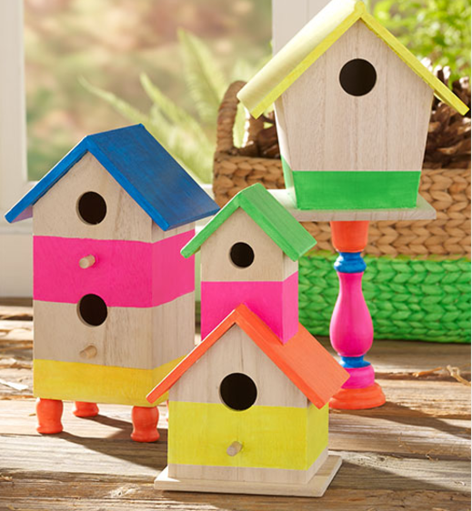 Colorful Neon DIY Birdhouses | DIYIdeaCenter.com