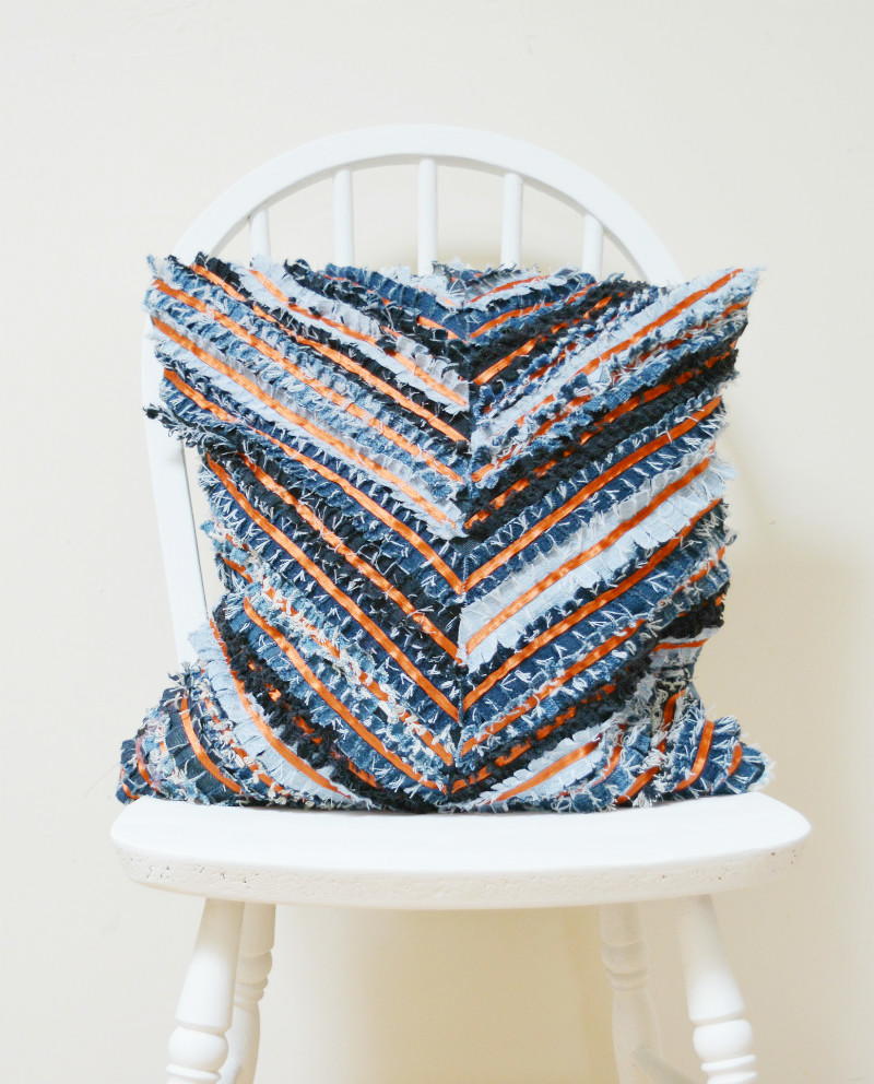 Denim Chevron Cushion | FaveCrafts.com
