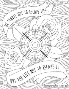 Travel Escape Adult Coloring Page | FaveCrafts.com