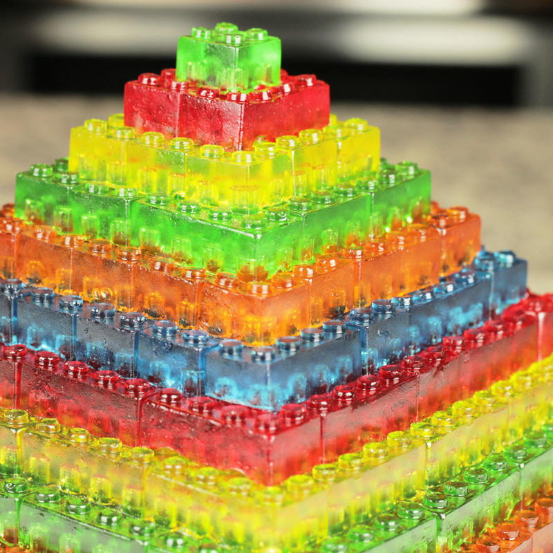 Stackable Gummy Lego Jell-O Candy Pyramid | RecipeLion.com
