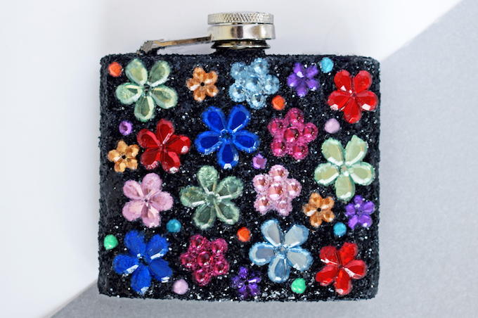 DIY Customised Hip Flask with Glitter & Gems | AllFreeHolidayCrafts.com