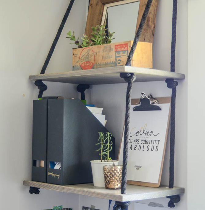 Minimalist DIY Hanging Shelves | DIYIdeaCenter.com