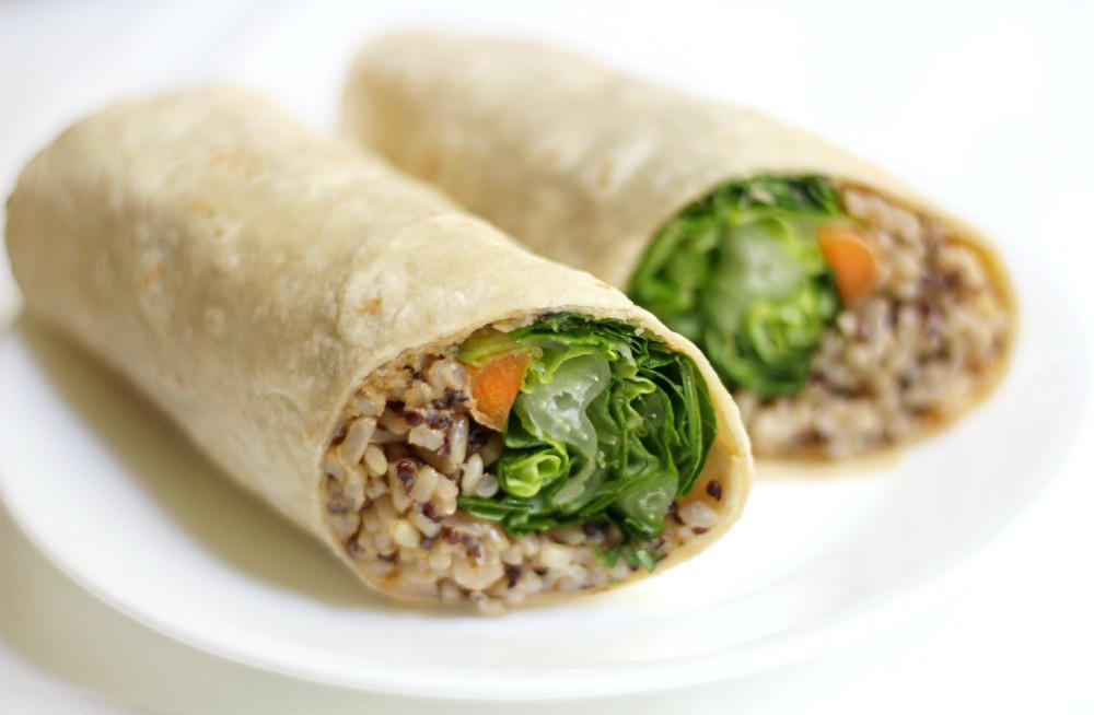 Buffalo Tahini Quinoa & Rice Wraps | FaveGlutenFreeRecipes.com