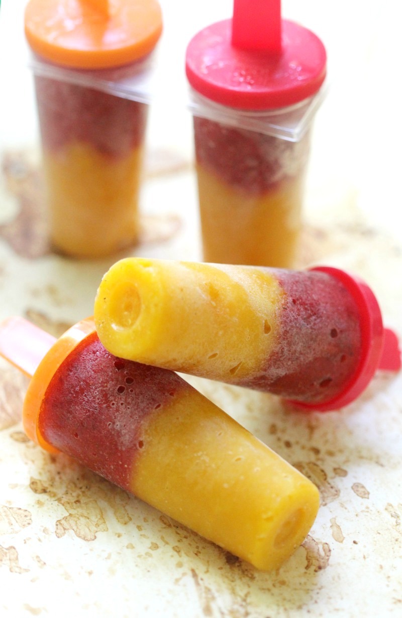 Easy 2-Ingredient Strawberry Mango Popsicles | FaveGlutenFreeRecipes.com