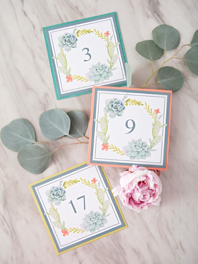Printable Succulent Table Numbers | AllFreeDIYWeddings.com
