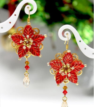 Poinsettia Magic Earrings | AllFreeJewelryMaking.com