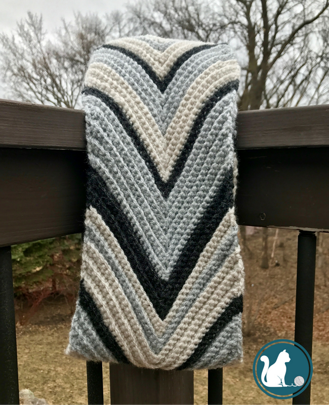 Gray Skies Chevron Infinity Scarf | AllFreeCrochet.com