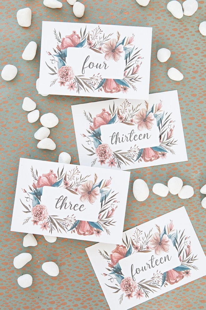 Dreamy DIY Printable Table Numbers | AllFreeDIYWeddings.com