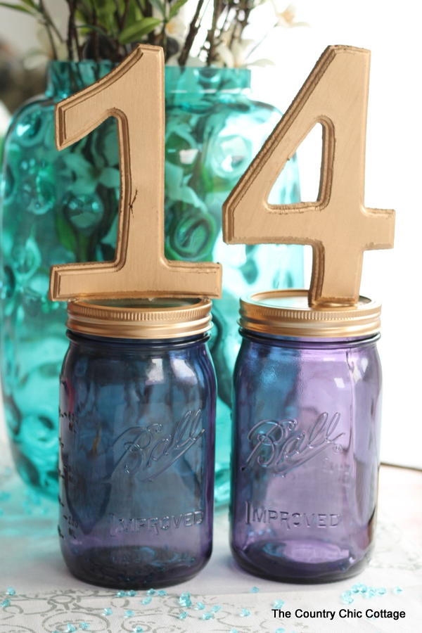 DIY Mason Jar Table Numbers | AllFreeDIYWeddings.com
