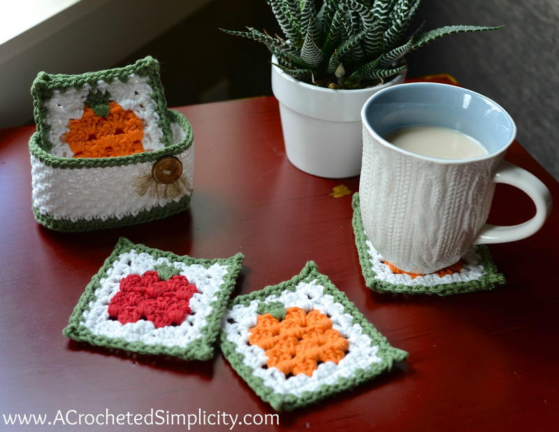 Fall Harvest Coaster Set | AllFreeCrochet.com