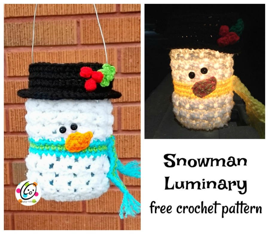 Frosty Snowman Luminary | AllFreeCrochet.com