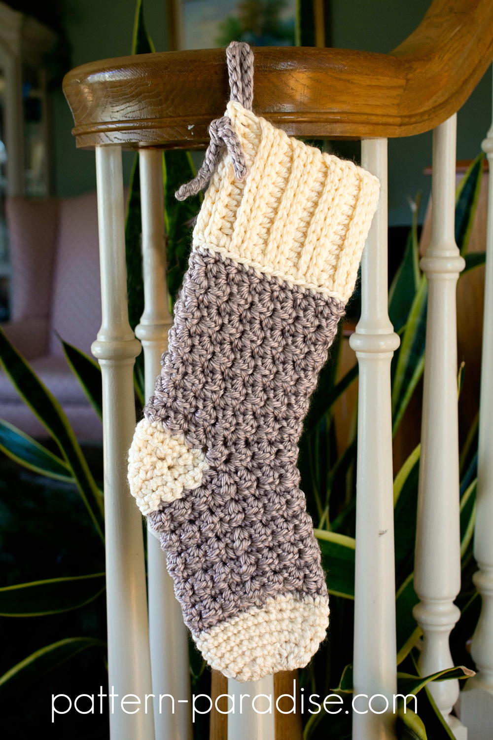 Cozy Cottage Christmas Stocking | AllFreeCrochet.com