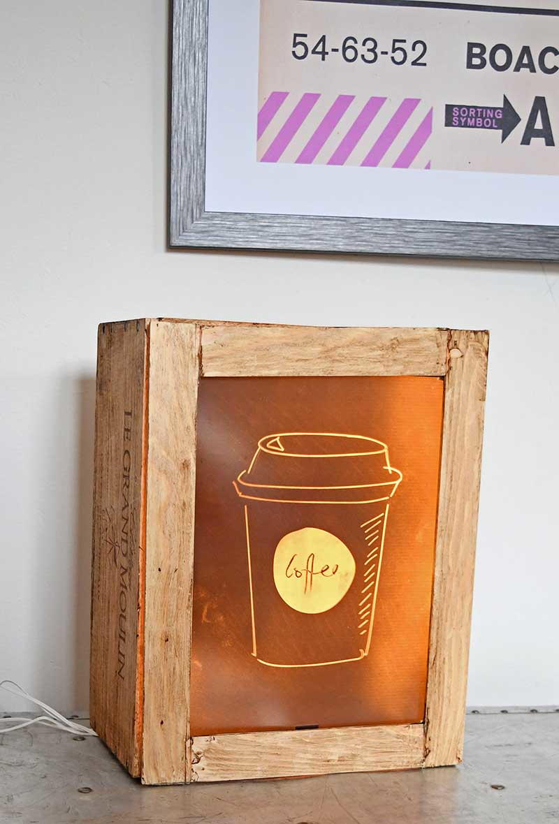 Fun Changeable Lightbox Sign from a Wine Box | DIYIdeaCenter.com