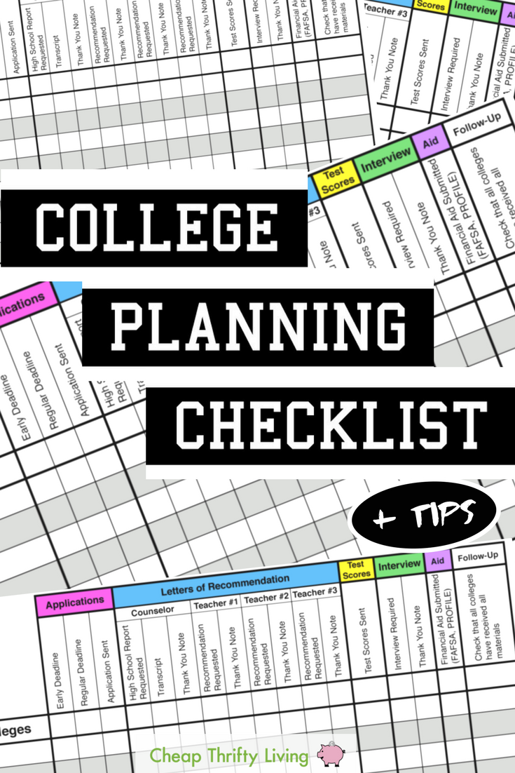 College Planning Checklist + Tips | CheapThriftyLiving.com