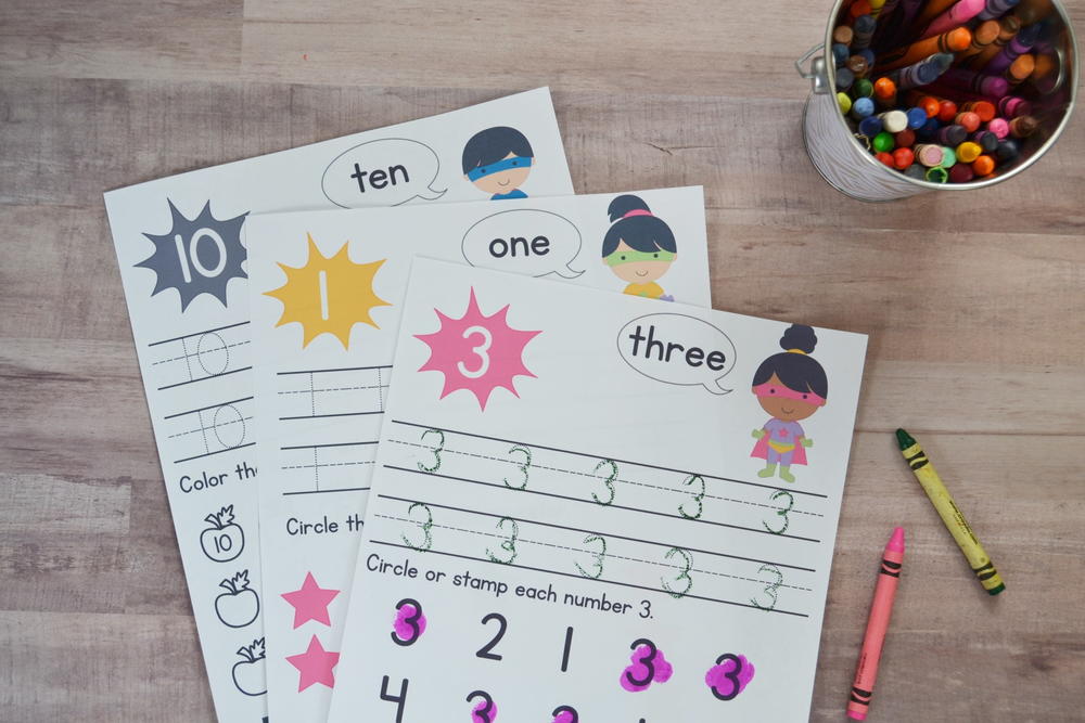 Super Hero Numbers Worksheets | AllFreeKidsCrafts.com