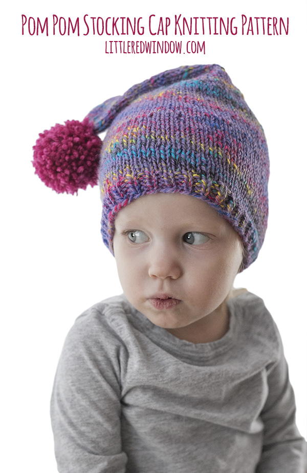 Easy Pom Pom Stocking Cap | AllFreeKnitting.com