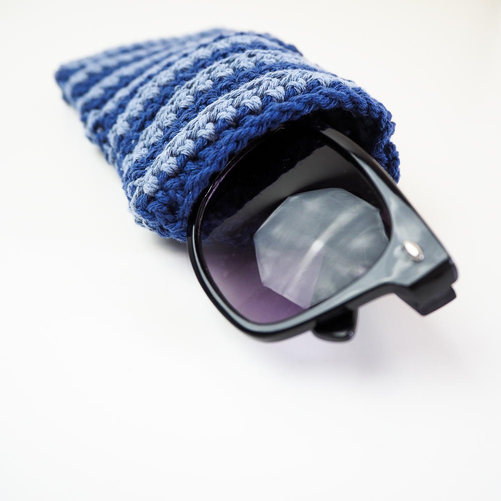 Striped Sunglasses Pouch | AllFreeCrochet.com
